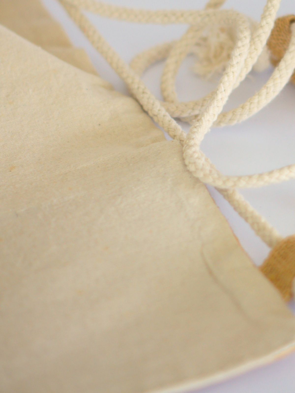 Drawstring bag for Shibari ropes with logo print, cotton and jute ...